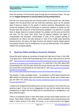 Decriminalization of Doing Business in India – Cheque Bouncing | PDF