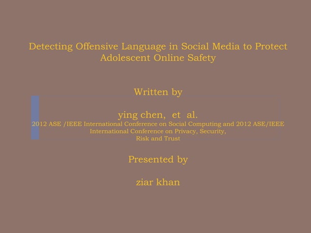 Detection of cyber-bullying | PPTX