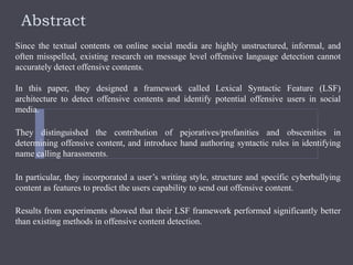 Detection of cyber-bullying | PPTX