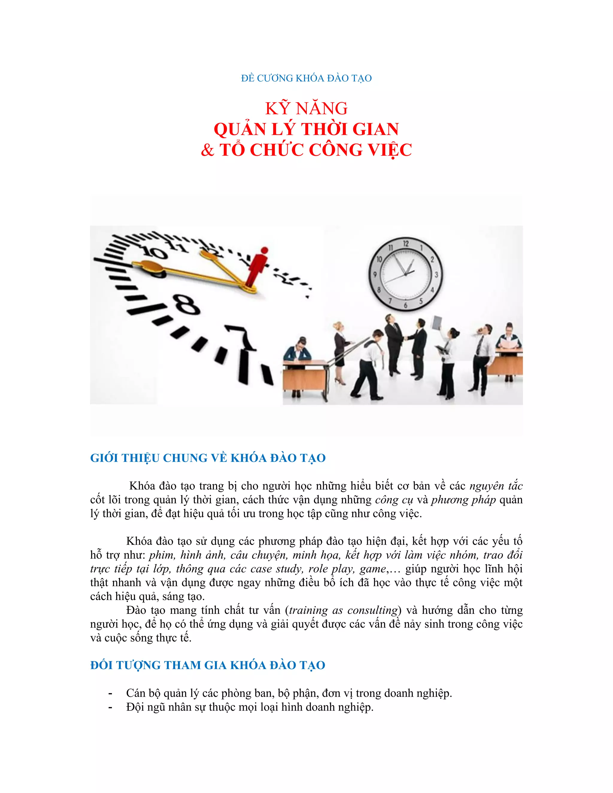 De cuong ky nang quan ly thoi gian va to chuc cong viec lai the luyen-2018 | PDF