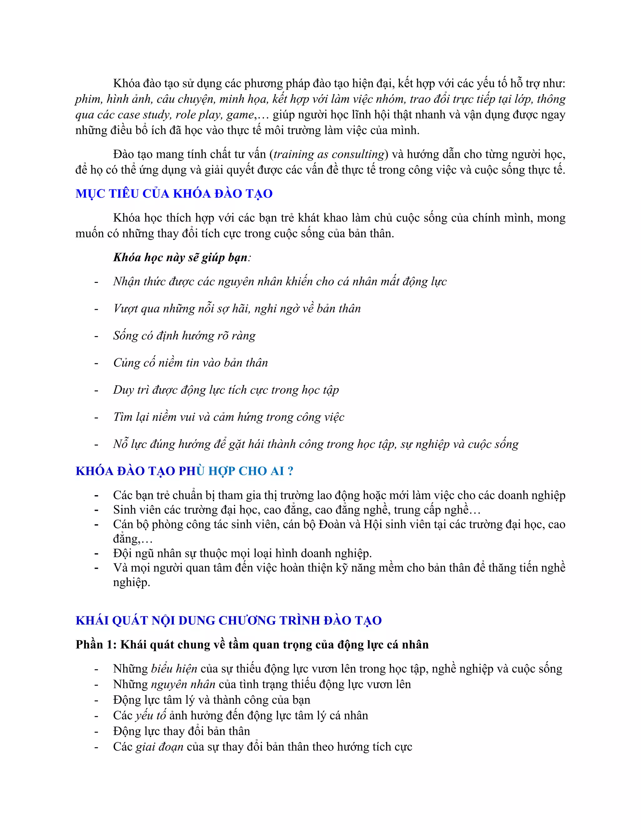 De cuong ky nang tao dong luc cho ban than lai the luyen - 2020 | PDF