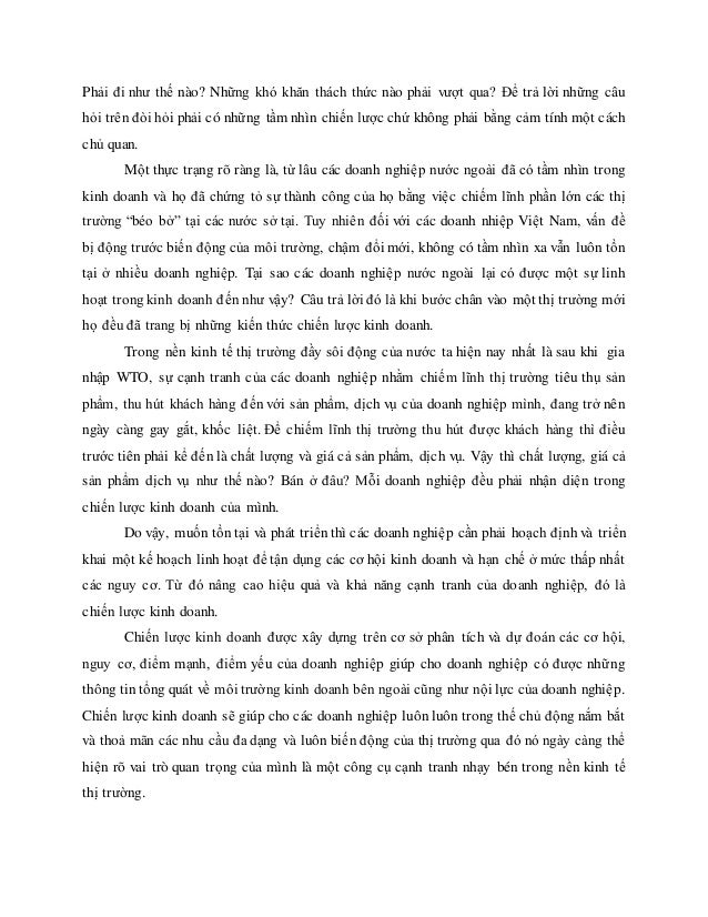 Đề cương khoá luận chiến lược quản trị kinh doanh | DOCX