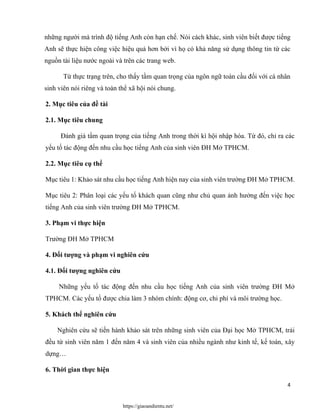 Những yếu tố ảnh hưởng đến việc học tiếng anh của sinh viên Đại học Mở trong thời kì hội nhập ...