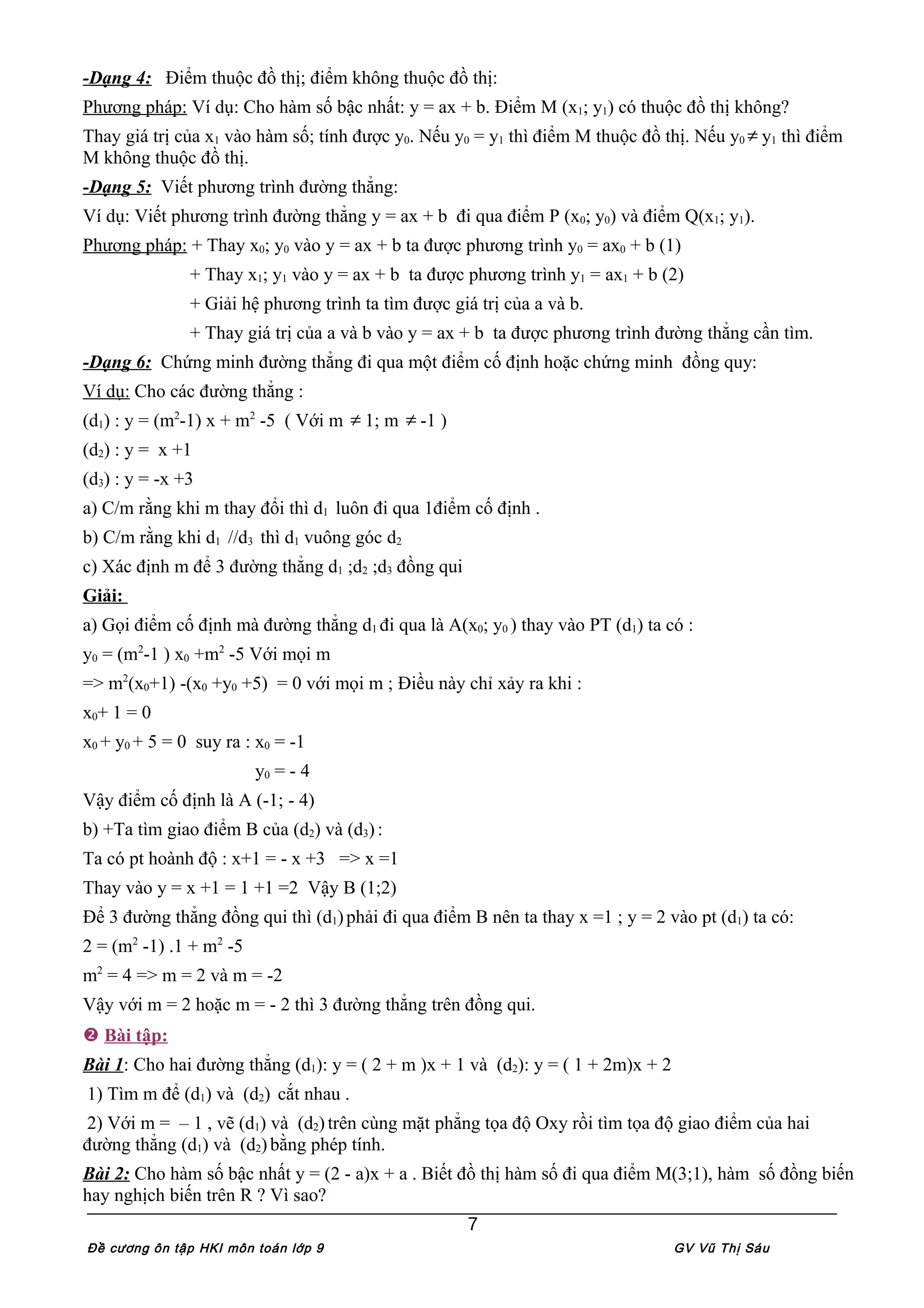 De cuong on tap hki toan 9 bam sat gk | PDF