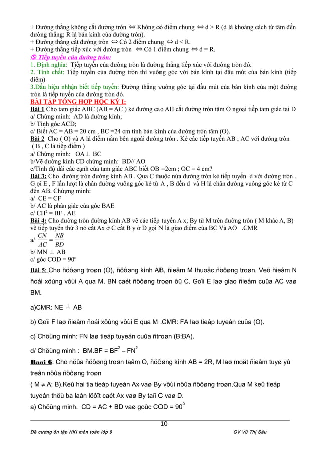 De cuong on tap hki toan 9 bam sat gk | PDF