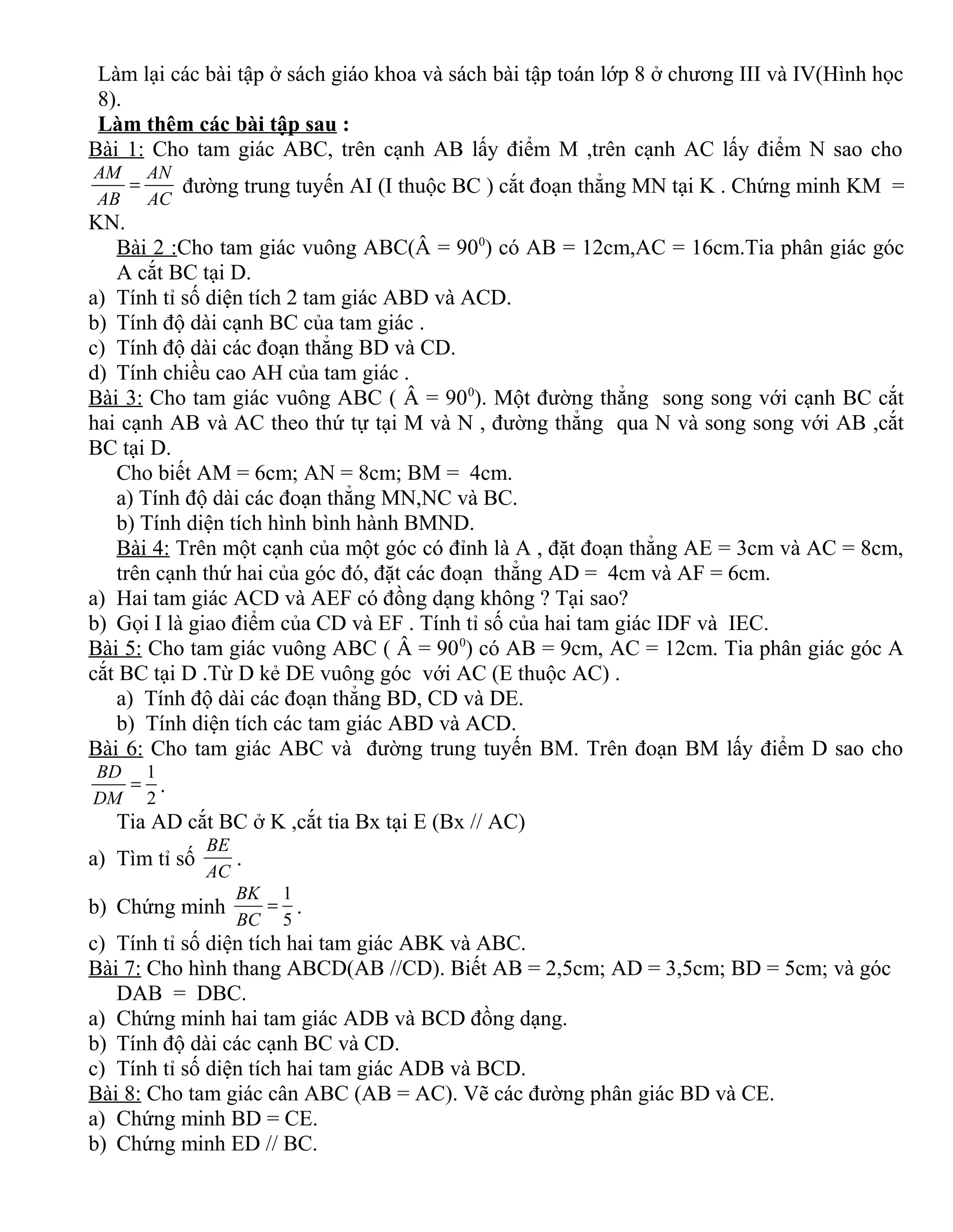 De cuong on tap toan 8 hoc ki 2 | PDF