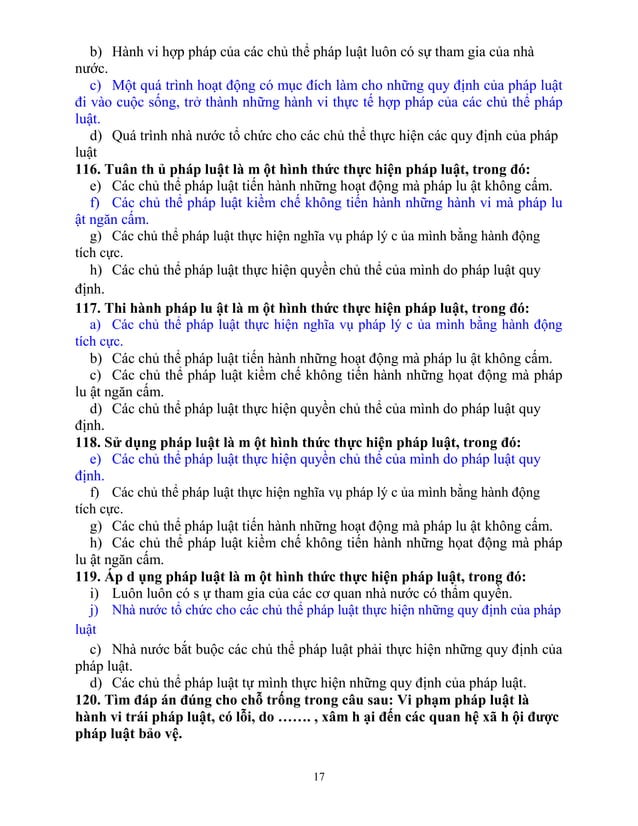 Đề cương thi trắc nghiệm môn Pháp luật đại cương | PDF