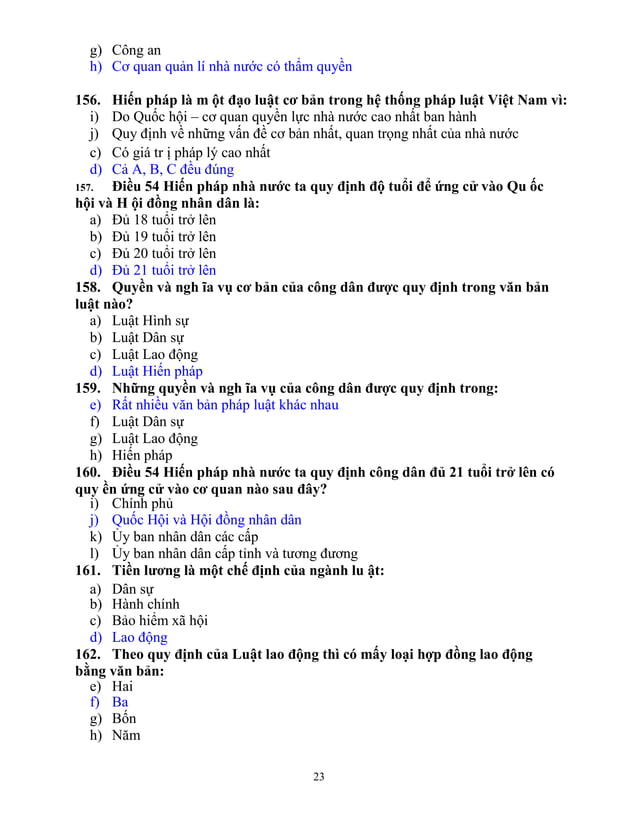 Đề cương thi trắc nghiệm môn Pháp luật đại cương | PDF