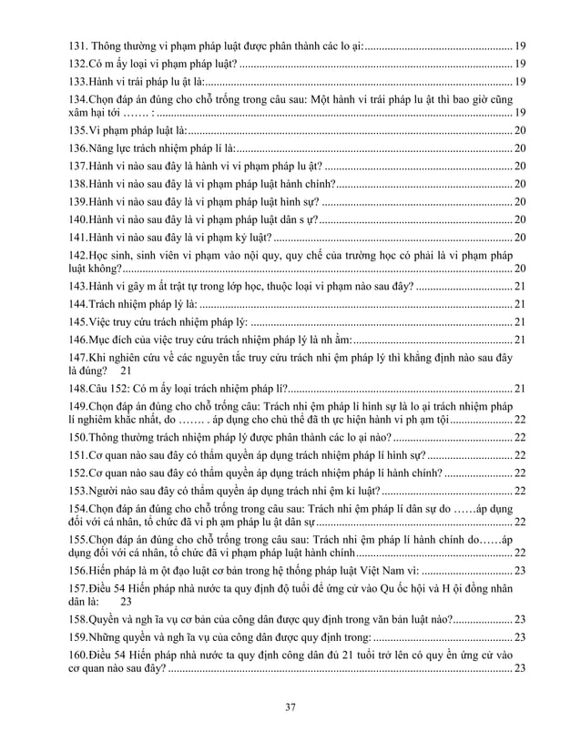 Đề cương thi trắc nghiệm môn Pháp luật đại cương | PDF