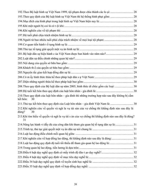 Đề cương thi trắc nghiệm môn Pháp luật đại cương | PDF