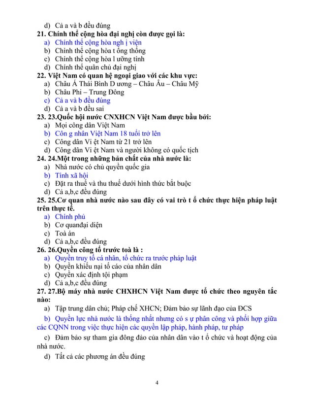 Đề cương thi trắc nghiệm môn Pháp luật đại cương | PDF