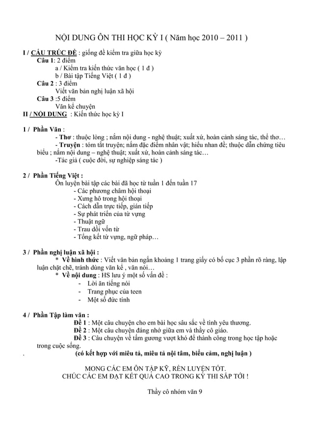 Decuong van9 hk1 | PDF