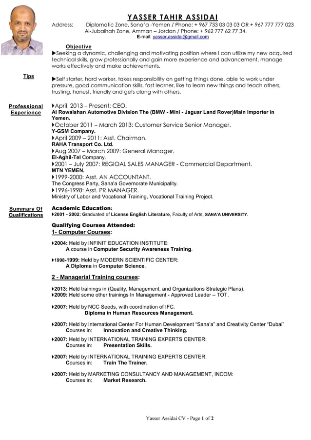 Yasser Assidai CV | PDF | Business Administration | Business