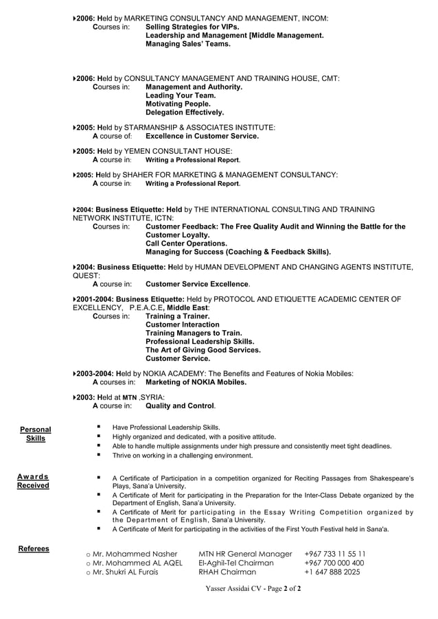 Yasser Assidai CV | PDF | Business Administration | Business