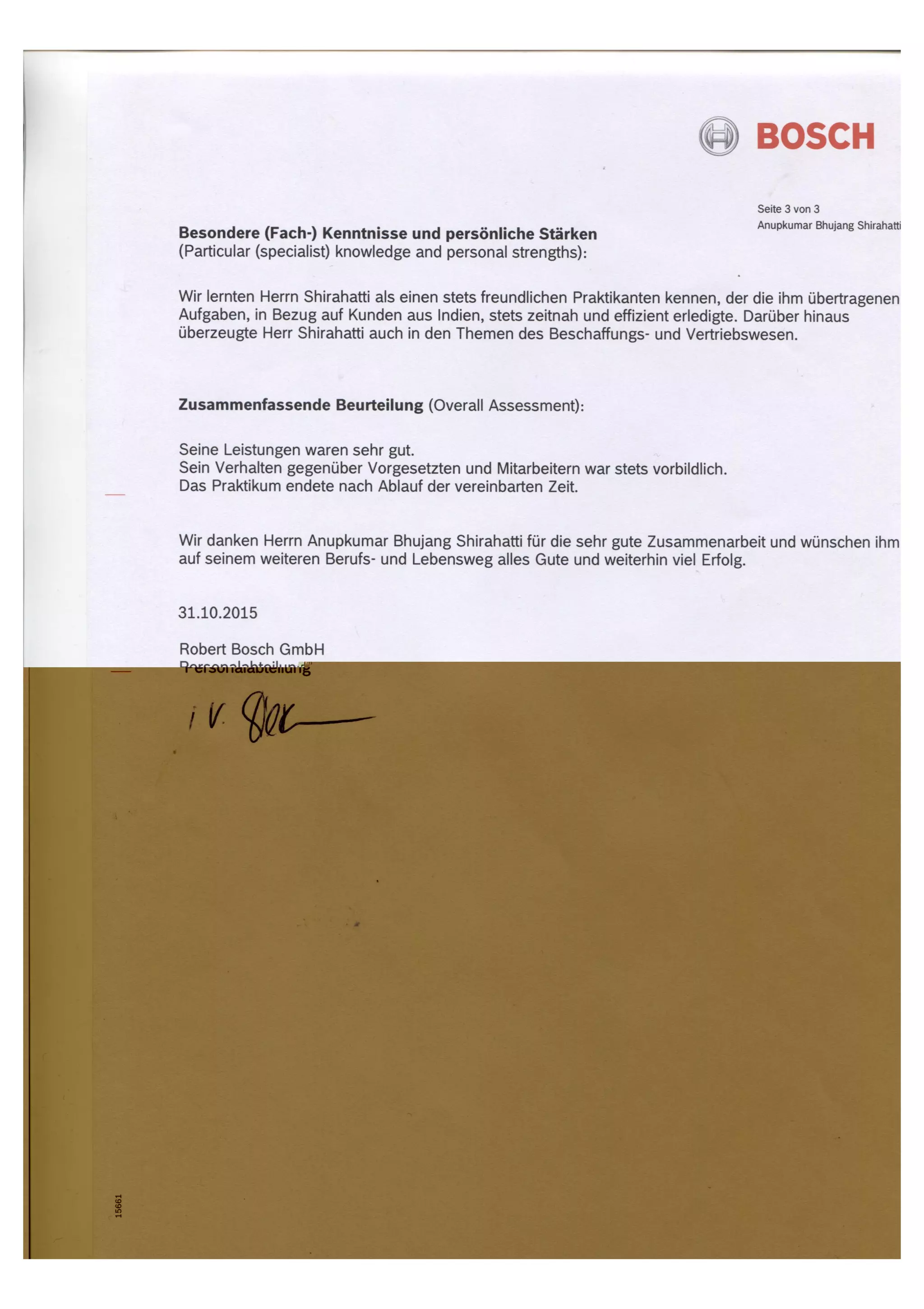 Internship certificate-Bosch | PDF