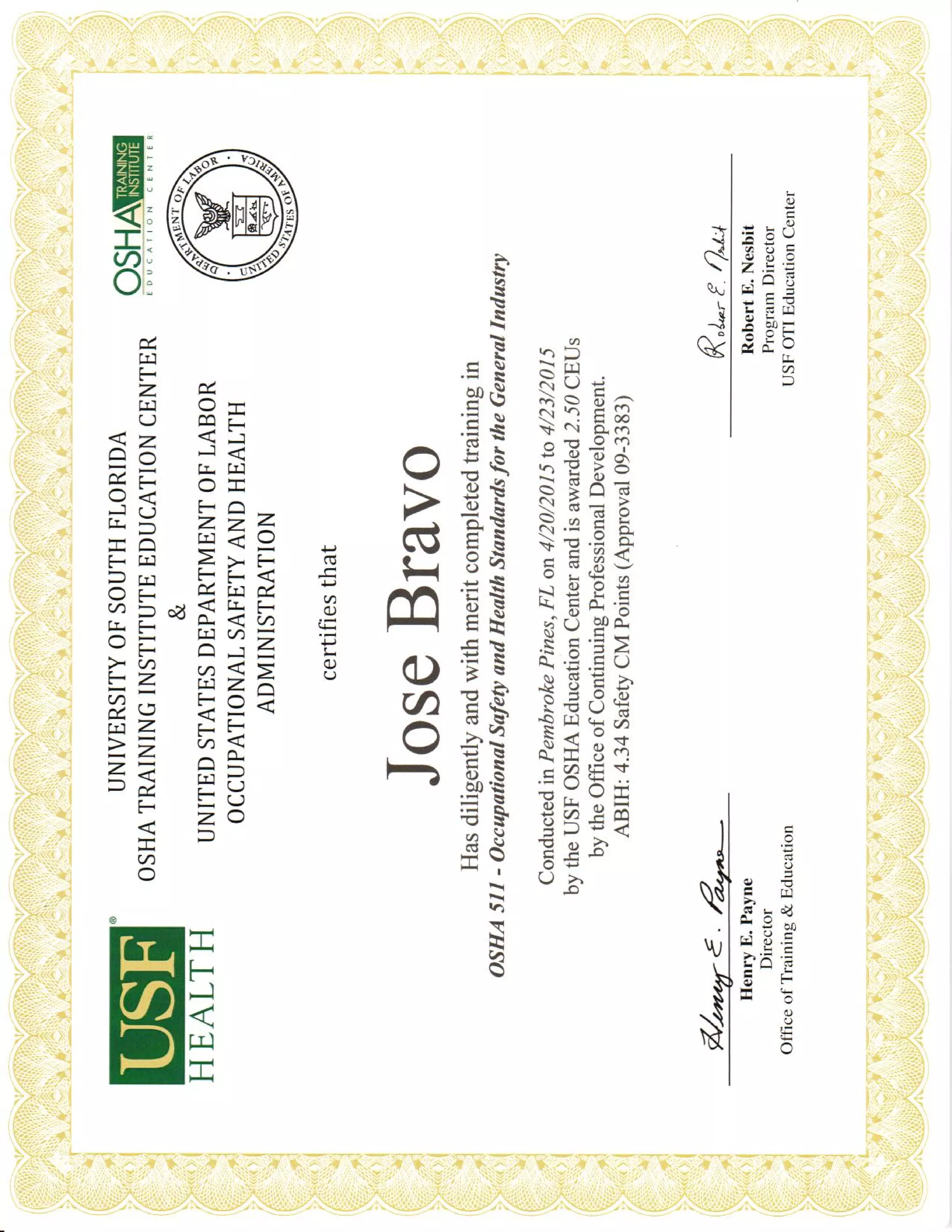 OSHA 511 Certificate | PDF