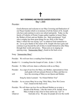 Dedication of the prayer garden | DOC