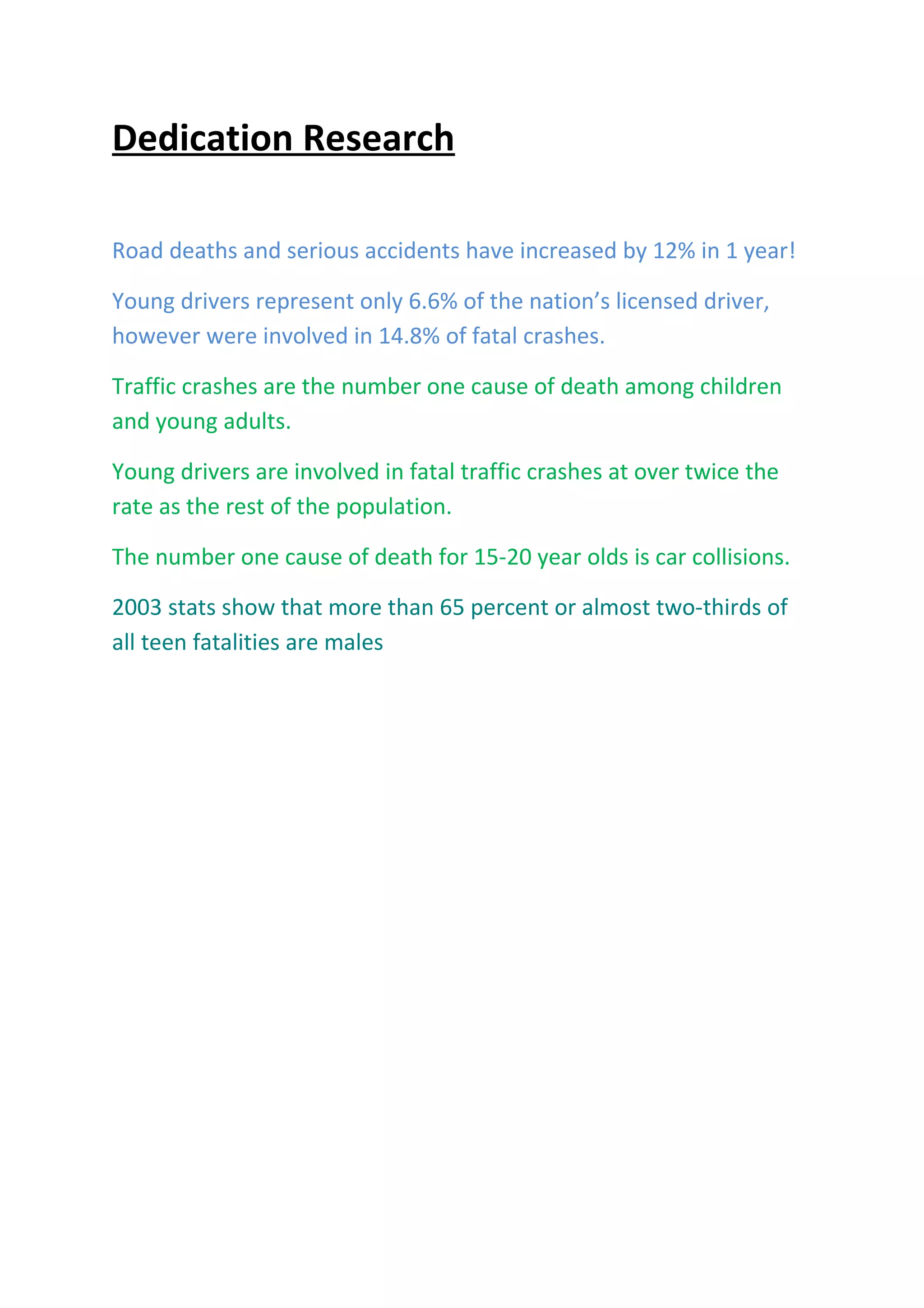 Dedication research[1] | DOC | Injuries | Diseases and Conditions