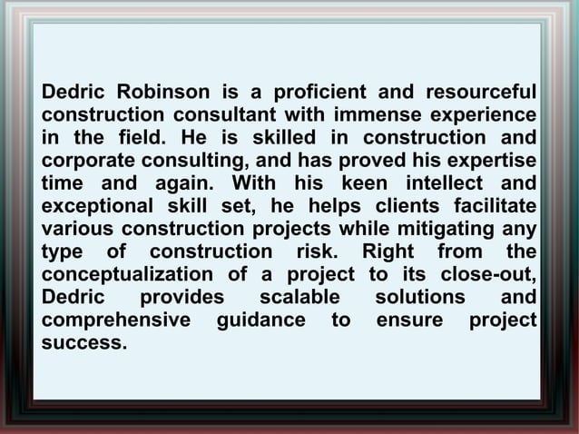 Dedric Robinson | PPT | Business | Business and Finance