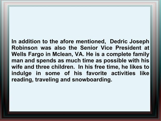 Dedric Robinson | PPT | Business | Business and Finance