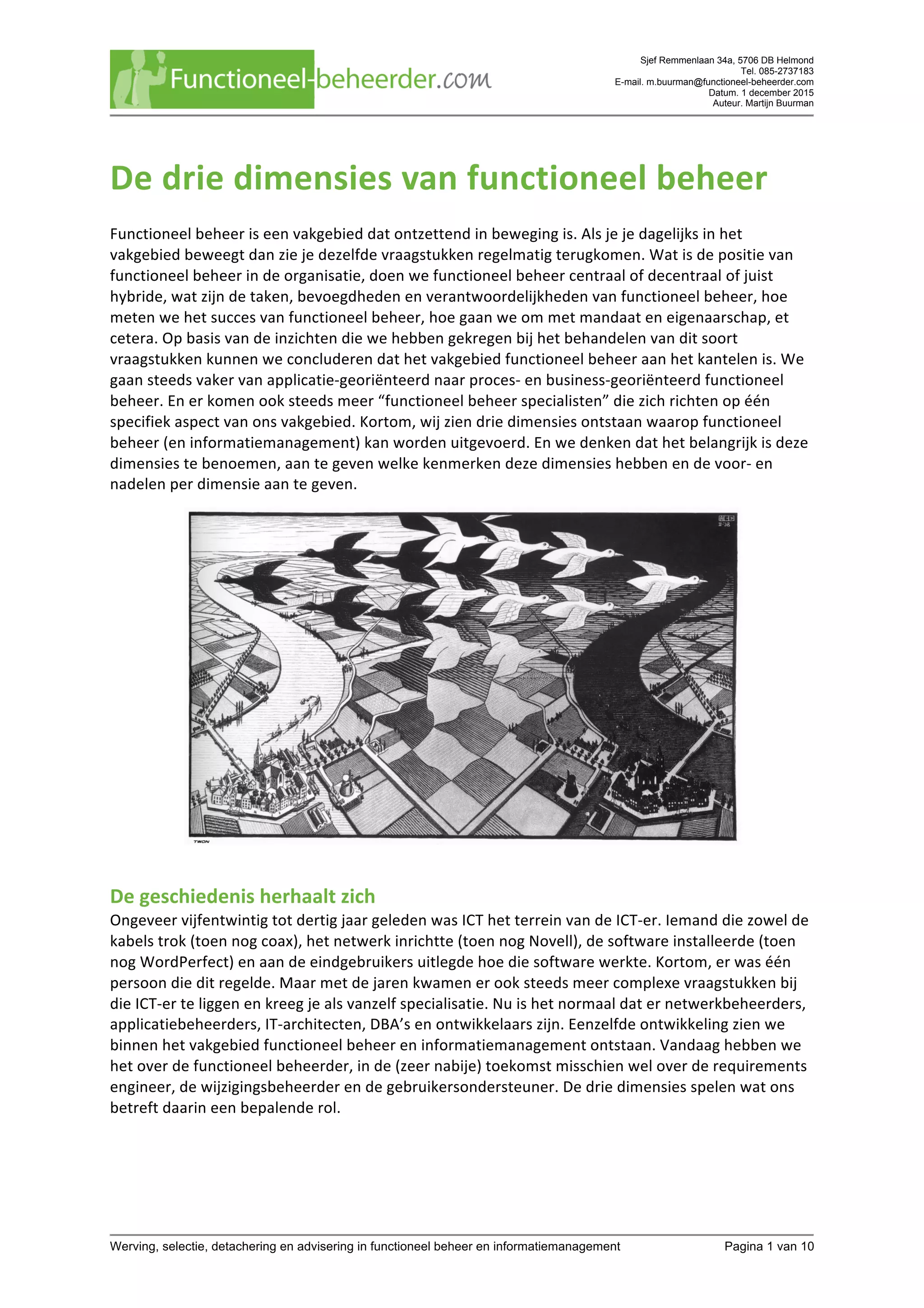 De drie dimensies van functioneel beheer | PDF