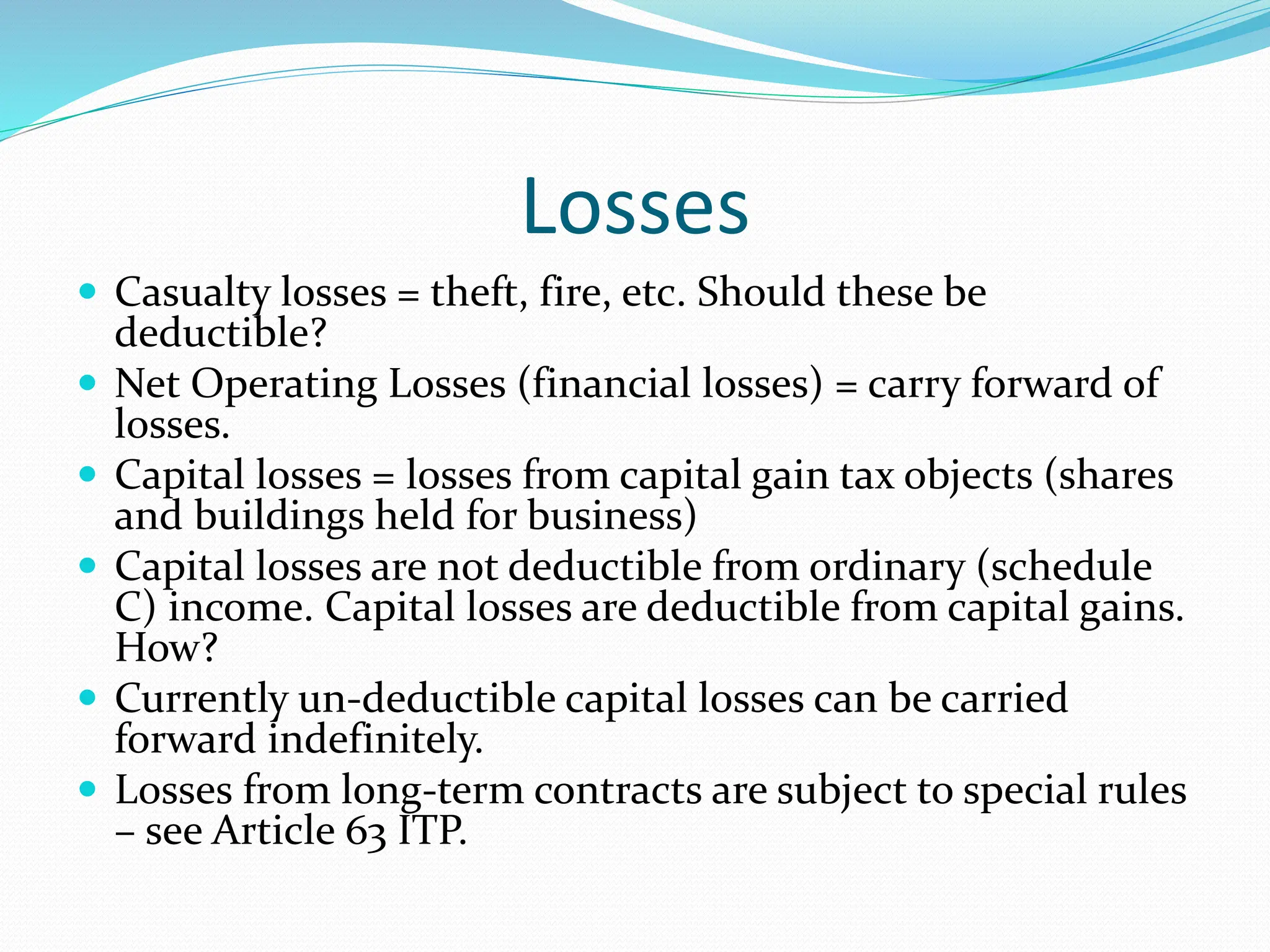 Deductions. ETHIOPIAN TAX LAW FOR LAW STUDENTS | PPTX