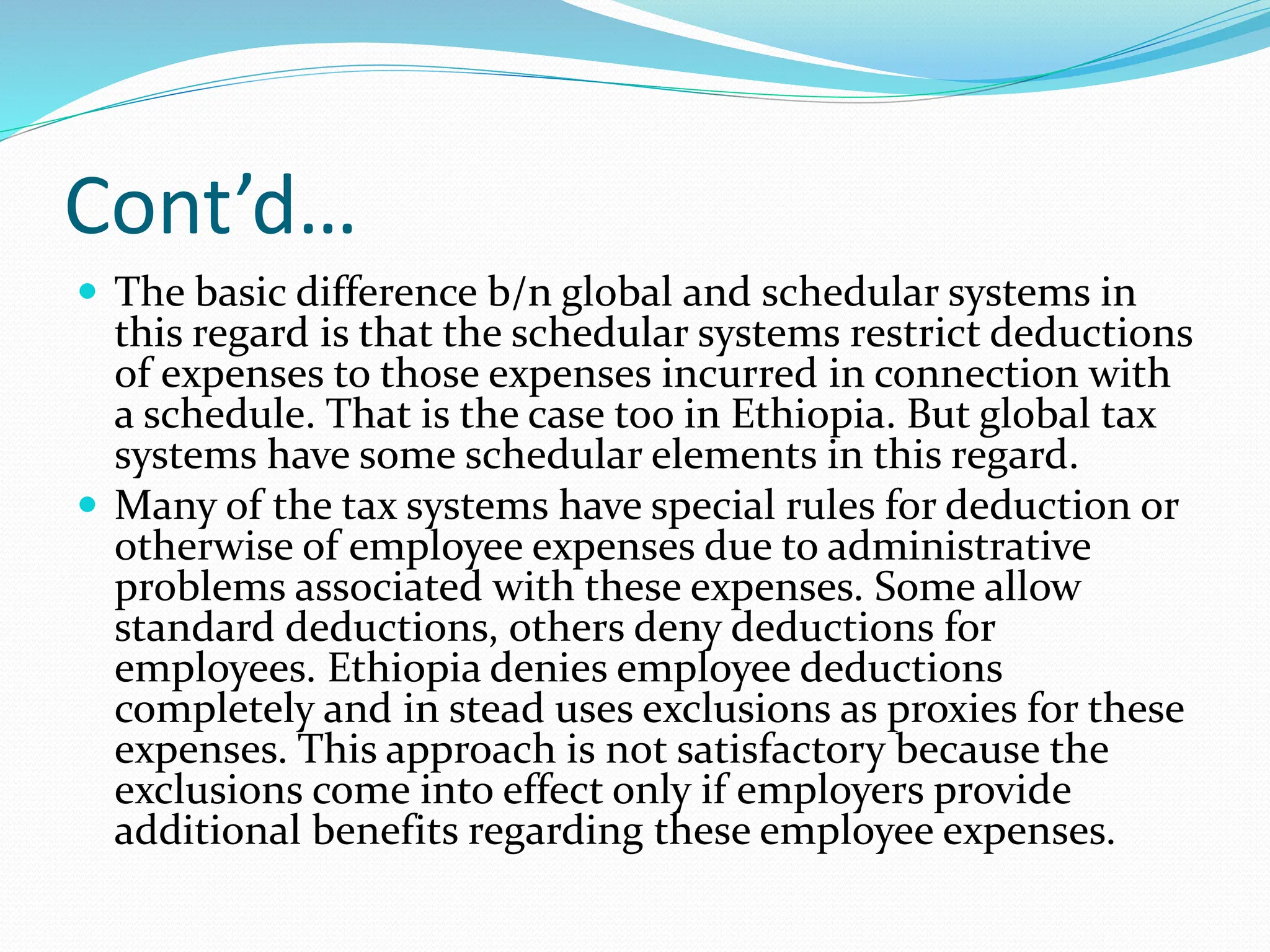 Deductions. ETHIOPIAN TAX LAW FOR LAW STUDENTS | PPTX