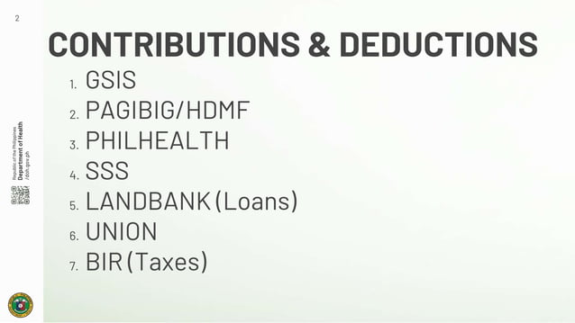 DEDUCTIONS AND TAXES FOR EMPLOYEES OF GOVT.pptx | Government Support and Welfare | Financial ...