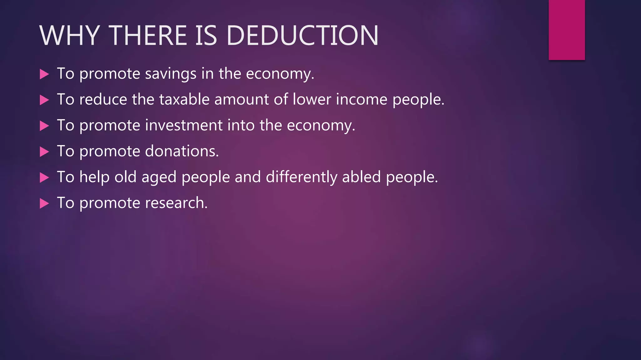 Deductions in income tax act 1961 | PPTX