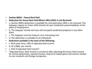 Deductions on section 80 c, 80ccc, 80ccd UGC -NET COMMERCE | PPTX