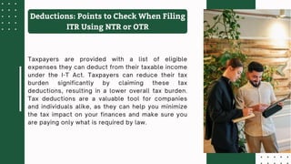 Important Things to Consider When Filing an ITR Between an NTR and an OTR | PDF