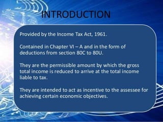 Deductions section 80c, 80d, 80e | PPTX