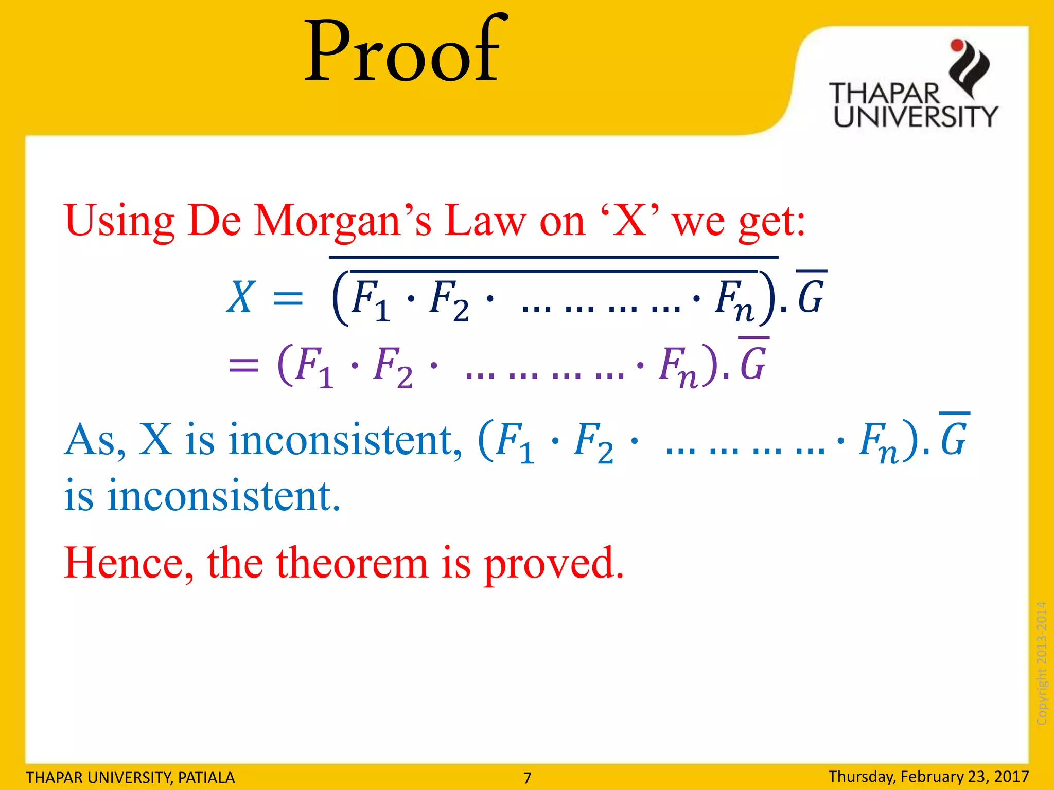 Deduction theorem of propositional logic | PPT