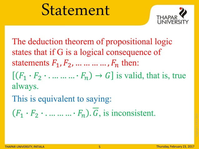 Deduction theorem of propositional logic | PPT