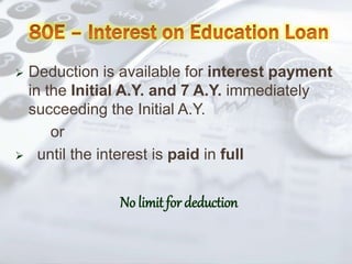 Deduction under chapter VI-A (section 80C- 80U) income tax, 1961 | PPTX