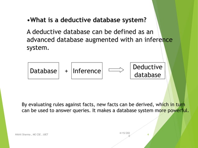 Deductive Database Ppt Databases Computer Software And Applications