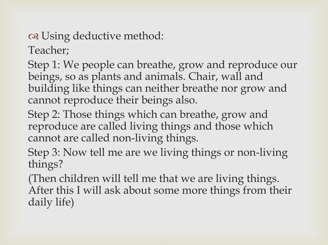 Deductive method | PPTX | Educational Assessment | Education