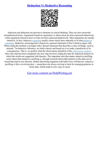 Deductive Essay Topics | PDF | Educational Assessment | Education