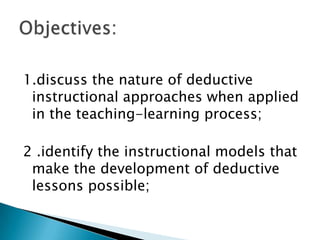 Deductive instructional approaches | PPT