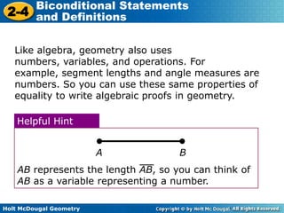 Deductivereasoning and bicond and algebraic proofs | PPT