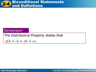 Deductivereasoning and bicond and algebraic proofs | PPT