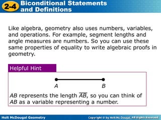 Deductivereasoning and bicond and algebraic proof updated 2014s | PPT
