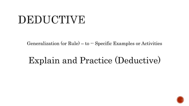 Deductive vs Inductive Learning | PPT