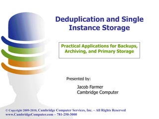 Deduplication and single instance storage | PDF