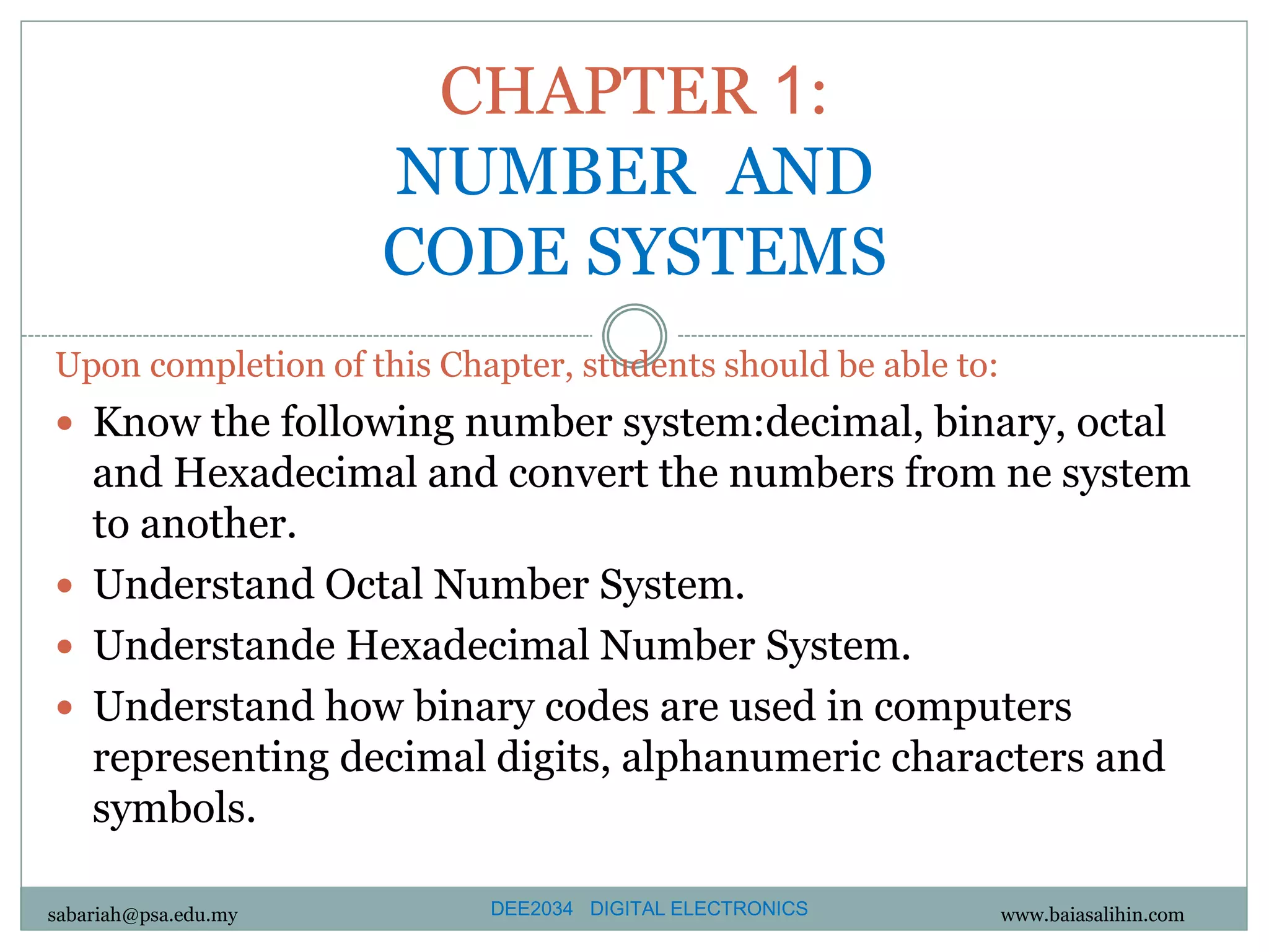 Dee 2034 chapter 1 number and code system (Baia) | PPT