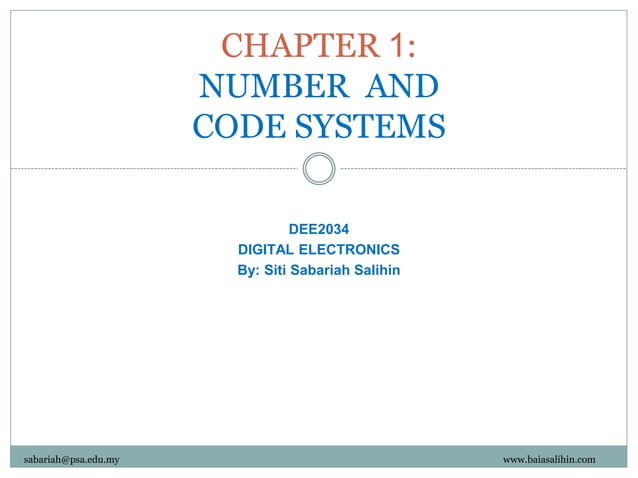 Dee 2034 chapter 1 number and code system (Baia) | PPSX | Computing | Technology & Computing