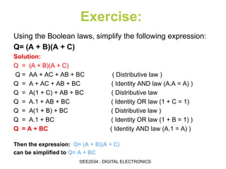 Dee2034 chapter 2 boolean algebra part a | PPSX | Physics | Science
