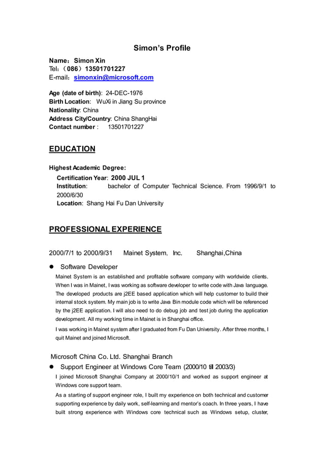 simon's resume | DOCX | IT and Internet Support | Internet