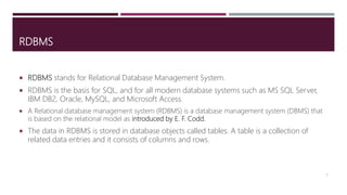DEE 431 Introduction to Mysql Slide 3 | PPT