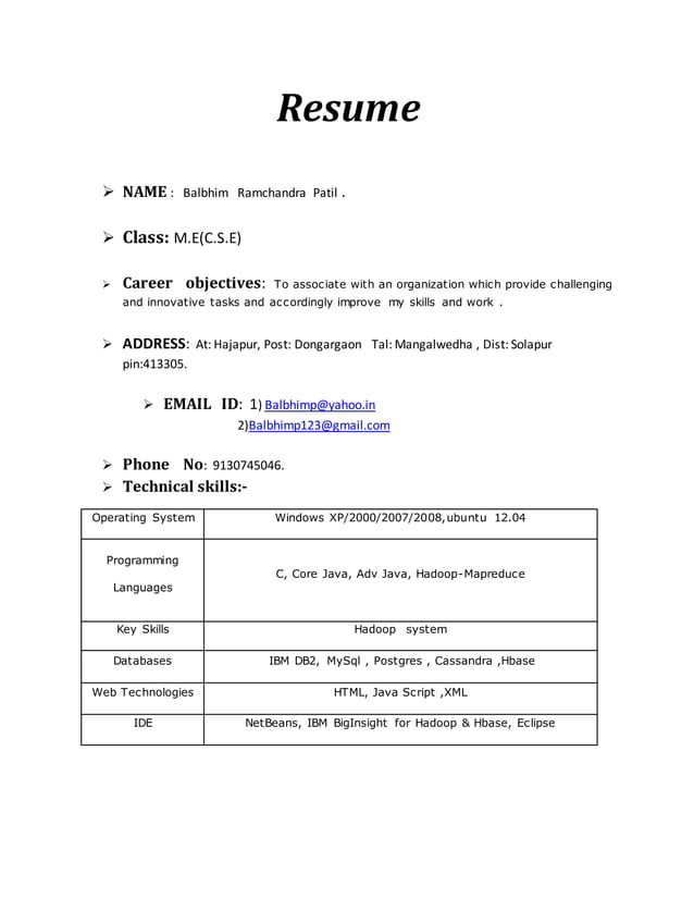 Resume1-1 | DOCX | Programming Languages | Computing